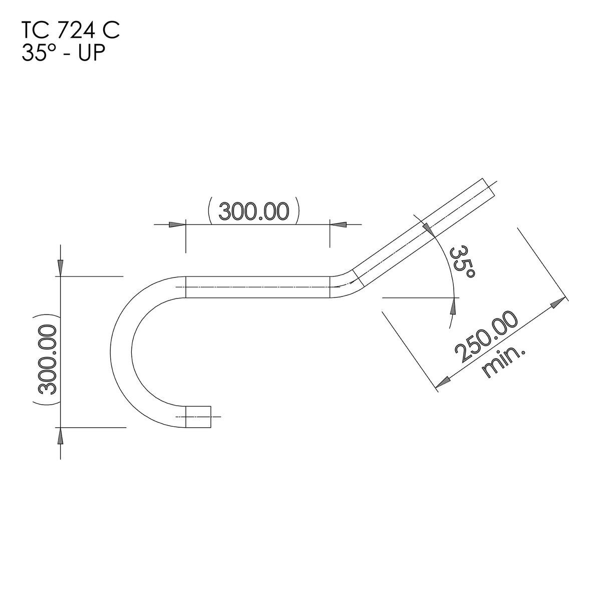 724K - J Bend Bar Kit C42 (32NB) Handrail Angled End 35 Degrees ...