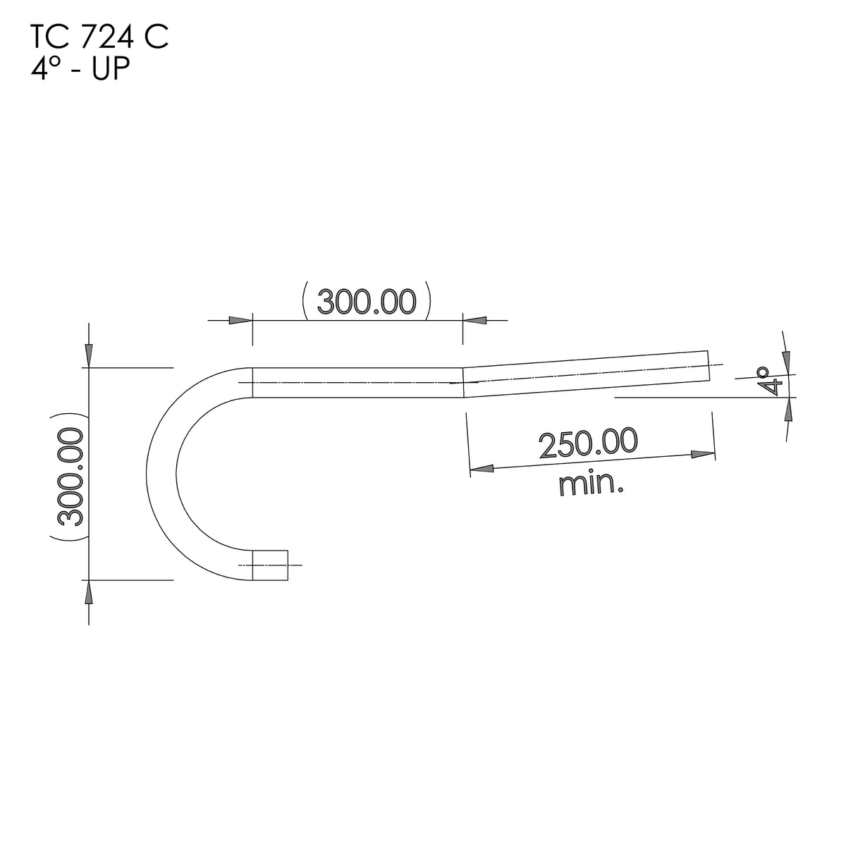 724K - J Bend Bar Kit C42 (32NB) Handrail Angled End 4 Degrees ...