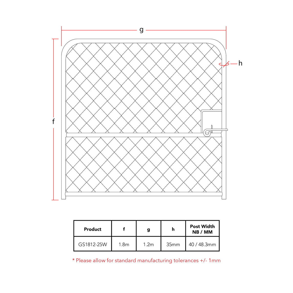 Chainlink Gate 25NB 1.2m wide Galvanised – Tubeclamp AU