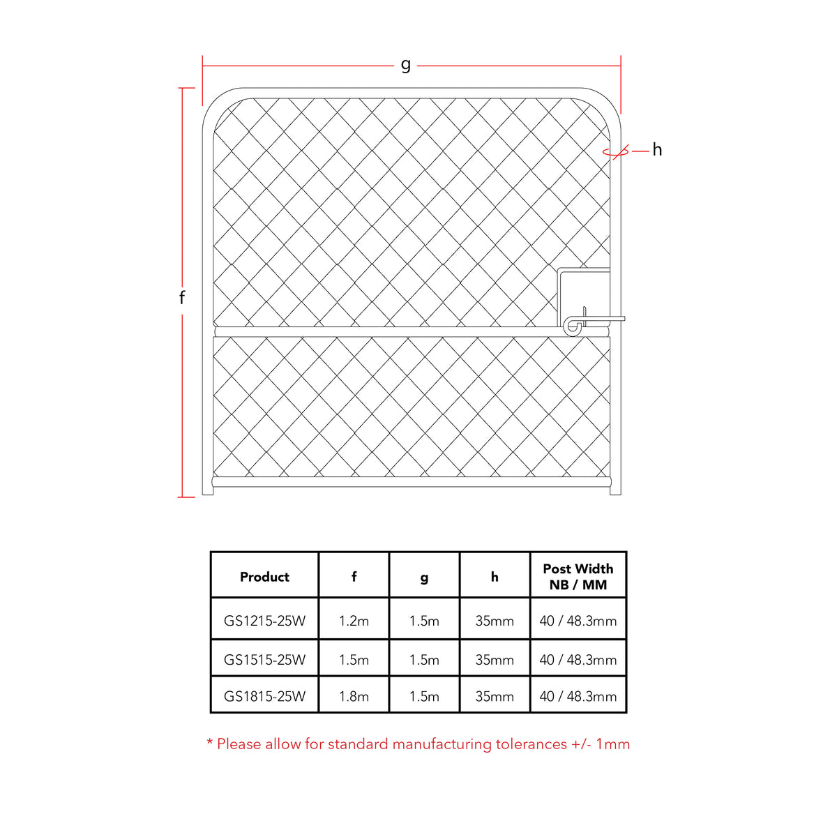 Chainlink Gate 25NB 1.5m wide Galvanised – Tubeclamp AU
