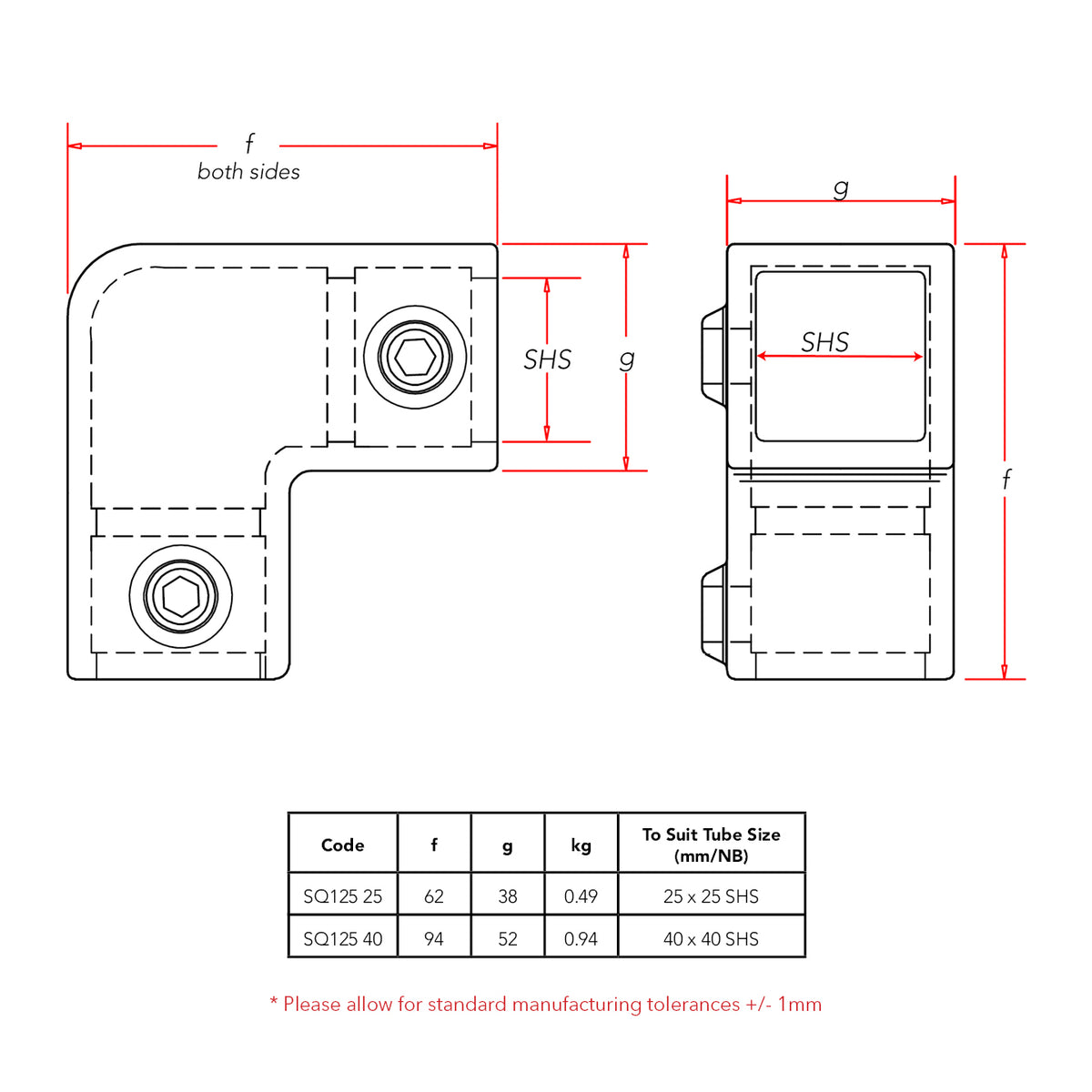 SQ125 - Box 90 Degree Elbow Galvanised Fitting – Tubeclamp AU