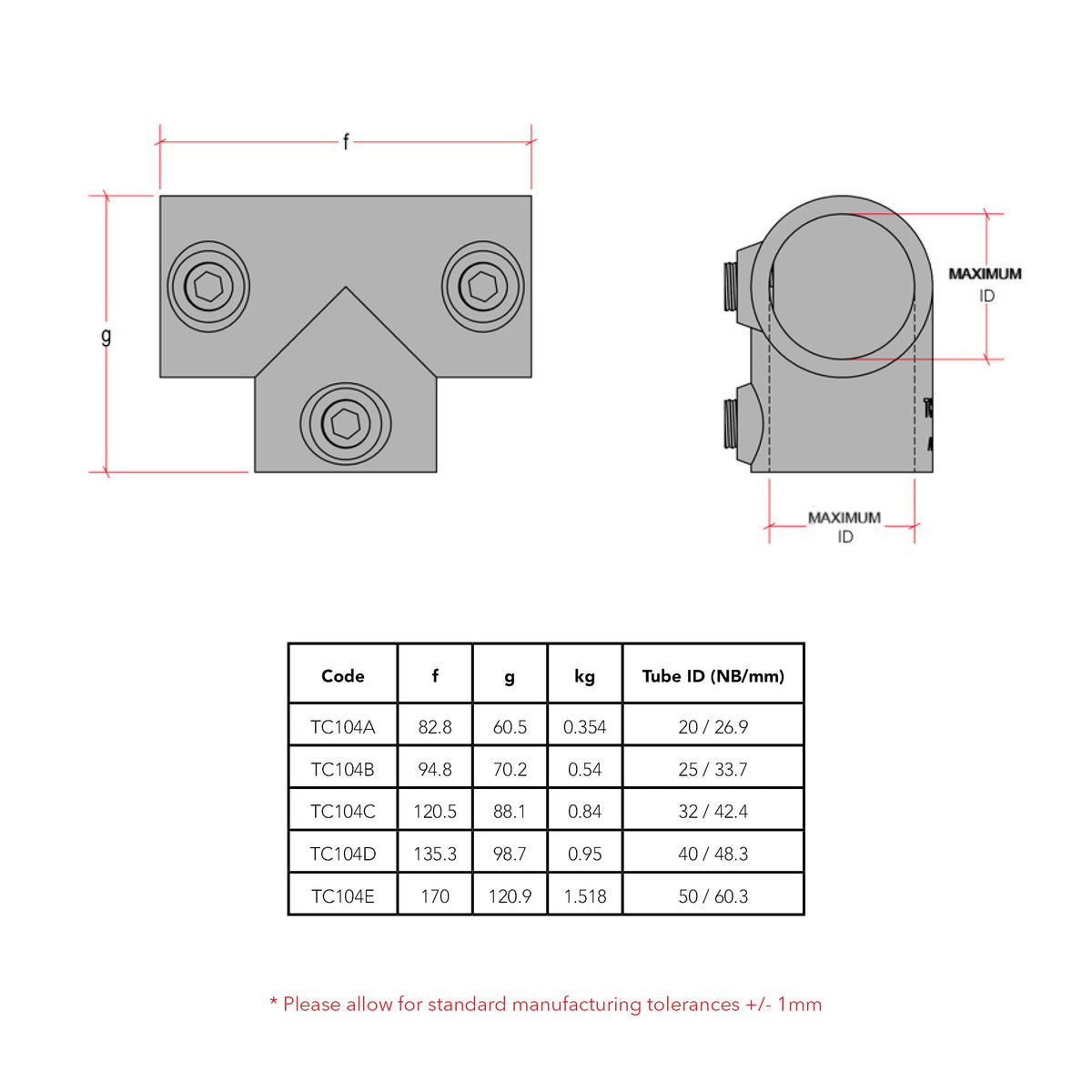 TC104 - Long Tee Galvanised Pipe Fitting – Tubeclamp AU
