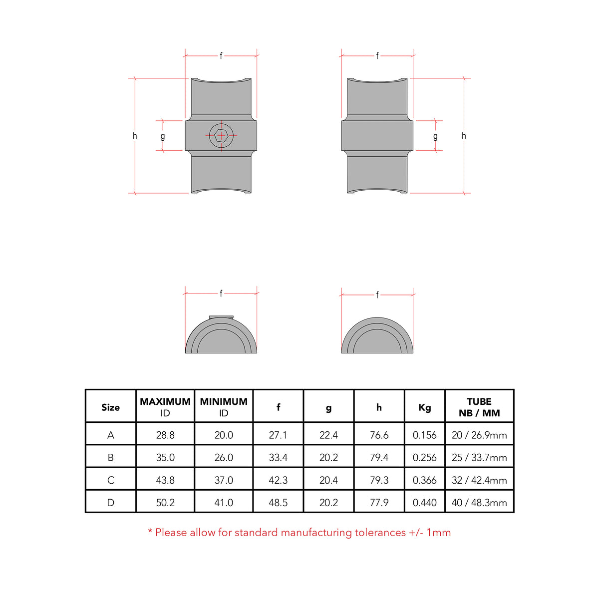 TC150 - Internal Tube Joiner Galvanised Pipe Fitting – Tubeclamp AU