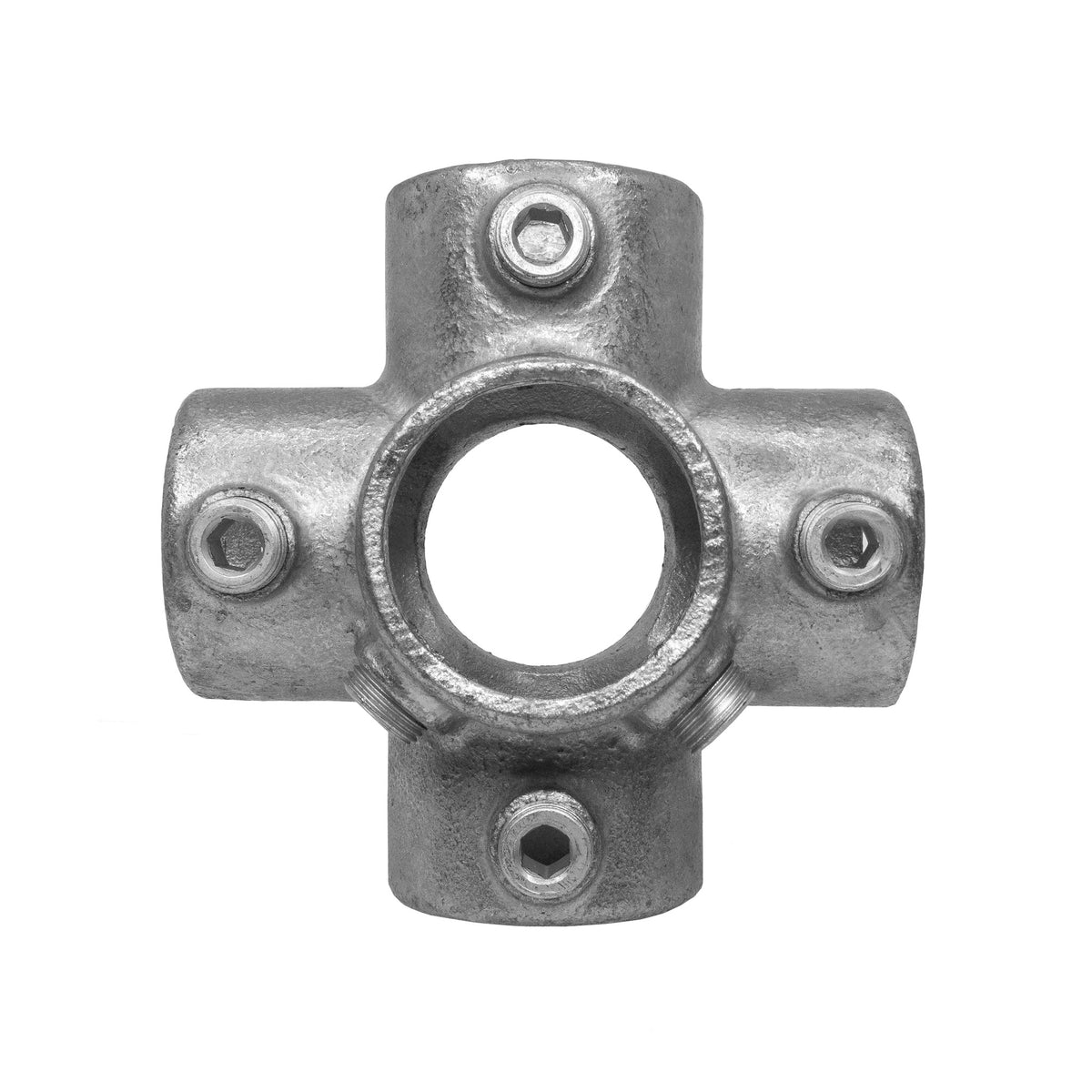 TC158 - Centre (Four Socket) Cross Galvanised Pipe Fittings – Tubeclamp AU