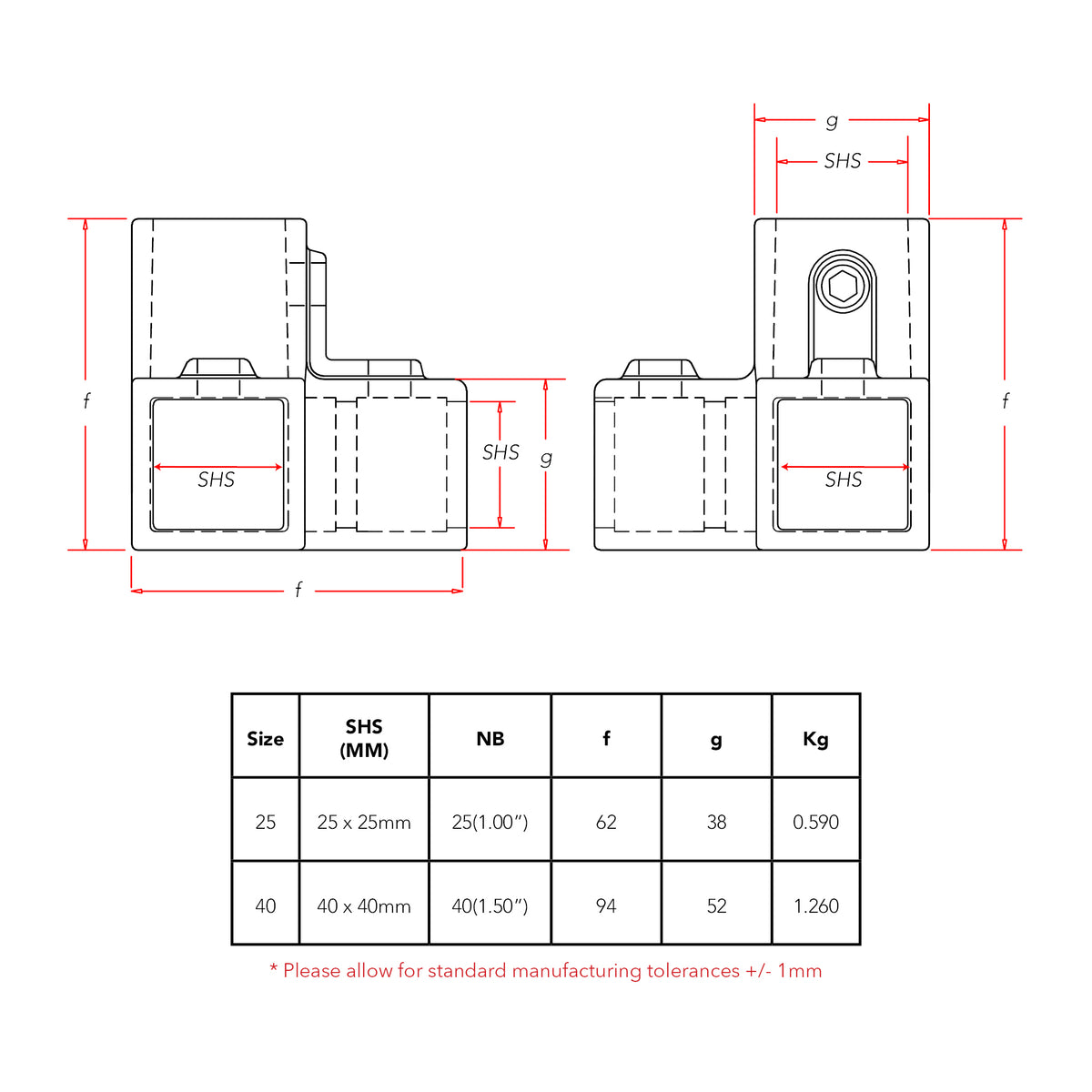 SQ128 - Box Corner Top Cross Galvanised Fitting – Tubeclamp AU