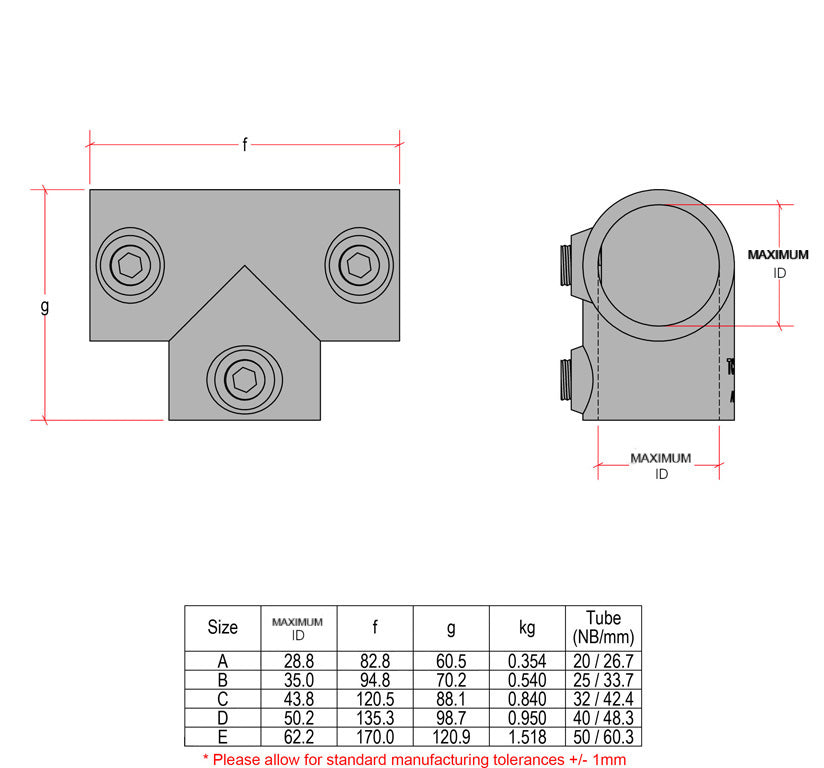 TC104 - Long Tee Galvanised Pipe Fitting – Tubeclamp AU