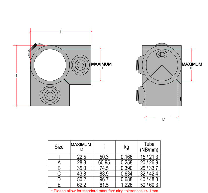 TC116 - Corner Middle Cross Galvanised Pipe Fitting – Tubeclamp AU