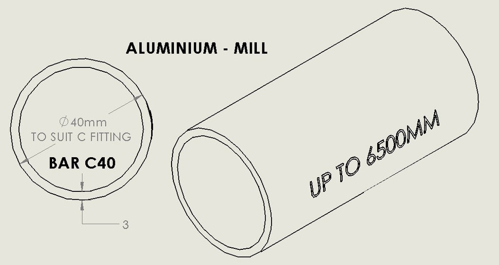 Bar Tube Aluminium 40.0mm OD x 3.0mm thick – Tubeclamp AU