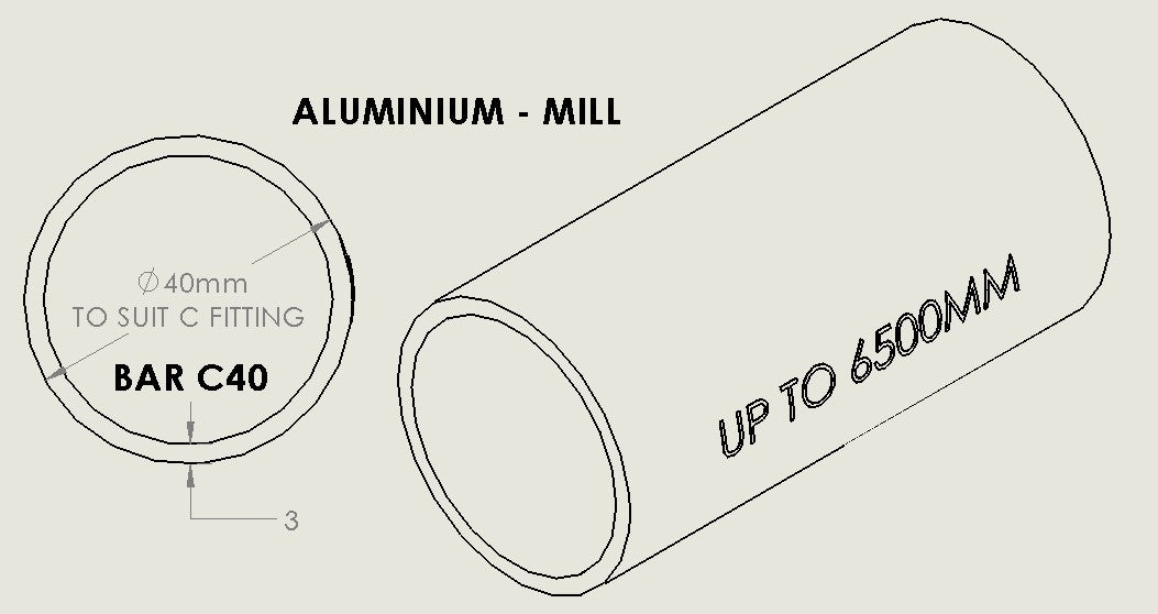 Bar Tube Aluminium 40.0mm OD x 3.0mm thick – Tubeclamp AU