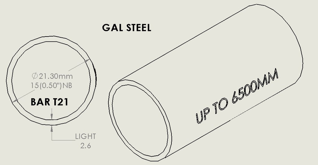 Tube 15NB 1/2" Light 21mm OD. Galvanized Cut to size – Tubeclamp AU
