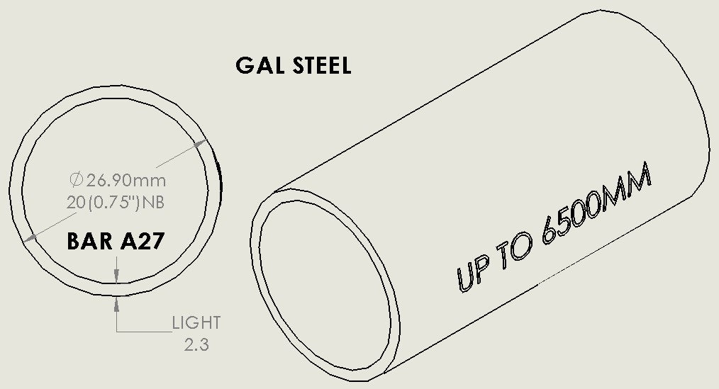 Galvanize CHS A27 20NB 3/4" for Tube Clamp. Buy Pipe 20NB Online ...