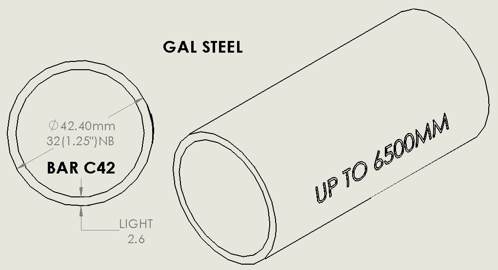 Galvanized CHS C42 32NB 1 1/4" for Tube Clamp. Buy Pipe 32NB Online ...